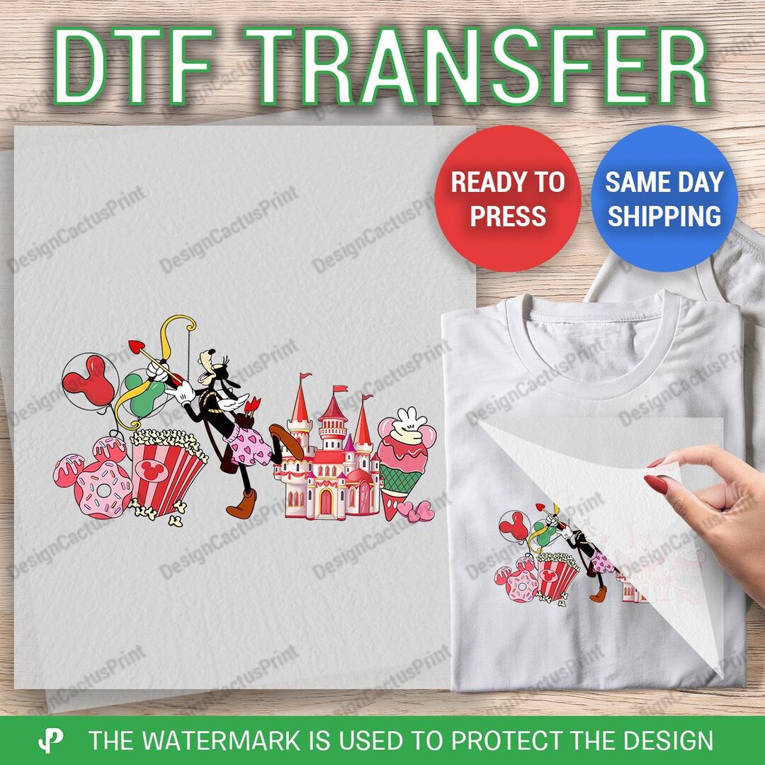 Disney Goofy Valentine DTF Transfer, Goofy With Cupcake & Heart Balloon ...