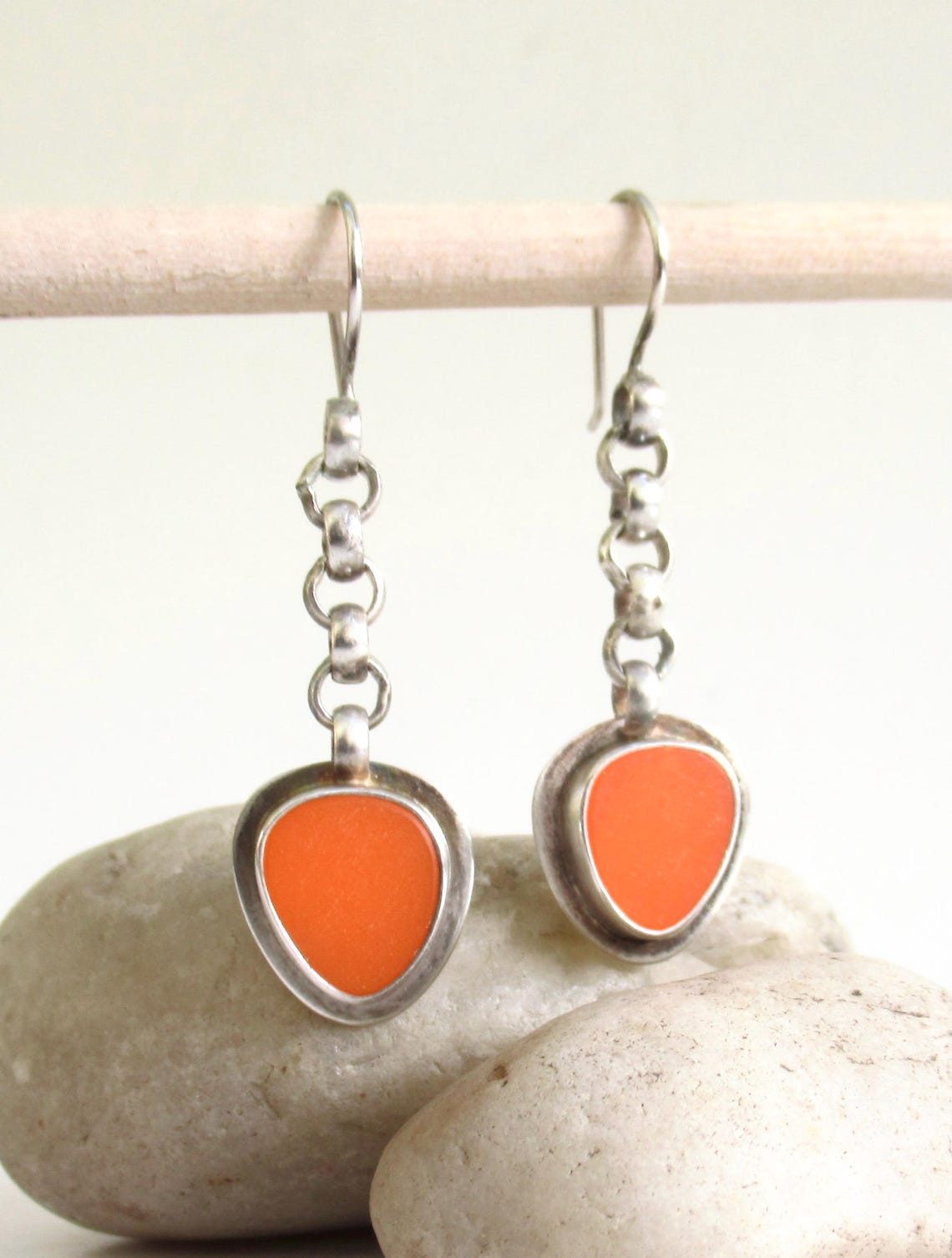 Amy Faust Sterling Silver up Cycled Glass Statement Earrings ... Bold ...