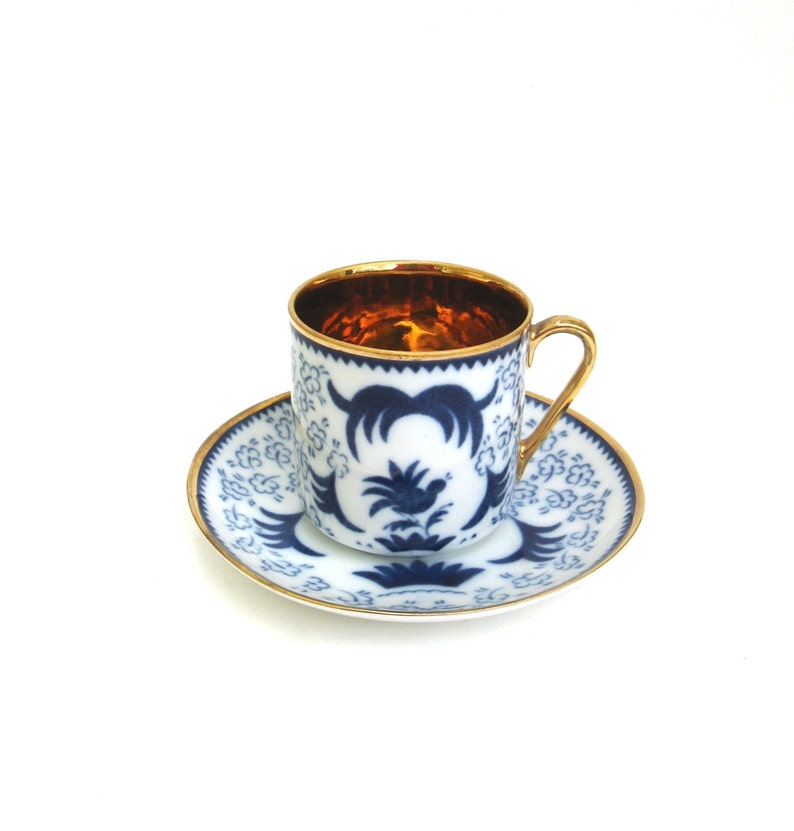 ARABIA Mocha Cup ... Blue Bird Gold Demitasse ... Finnish Cup - Etsy