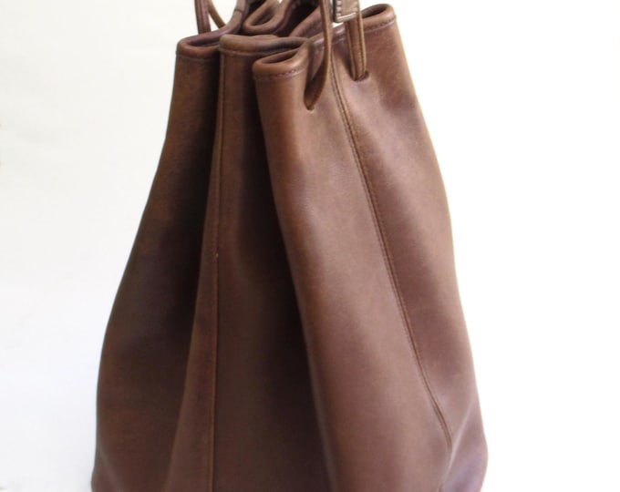 Vintage Coach Legacy Drawstring Bag USA ... Brown Leather Sling Bucket ...