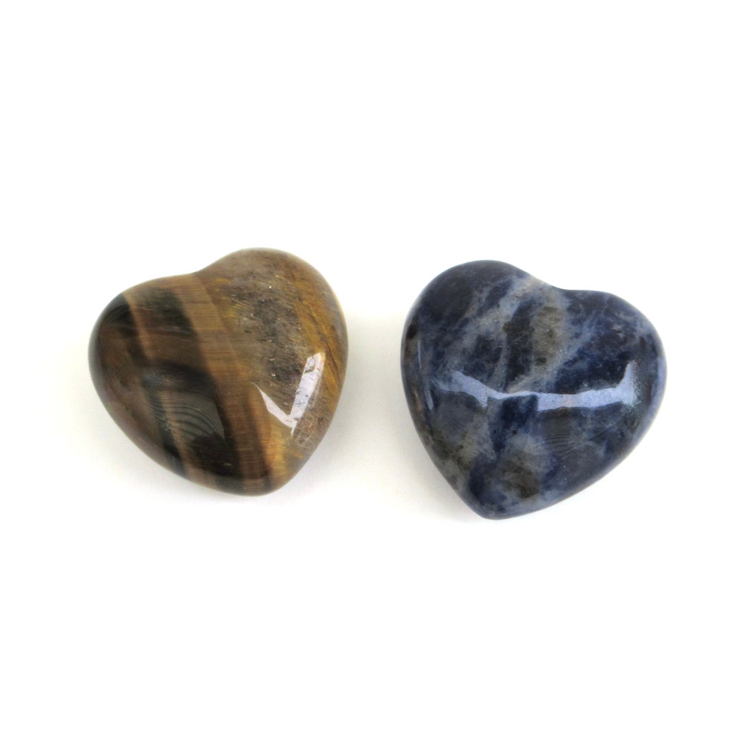 Stone Hearts ... Sodalite ... Tigers Eye ... Two Hand Carved Modern ...