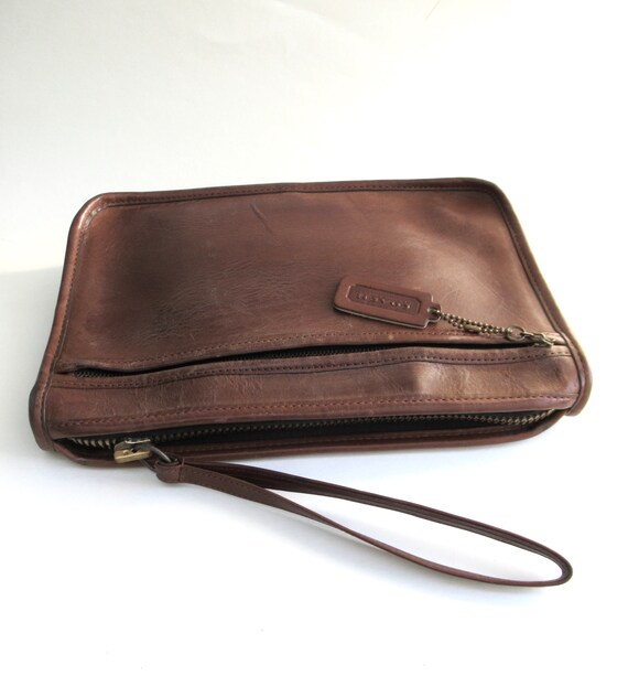 early rare vintage coach brown leather wristlet ...… - Gem