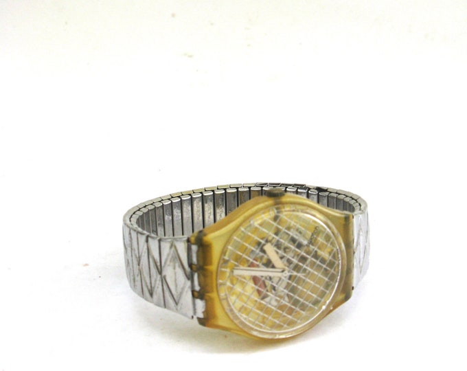 Vintage Swatch Watch ... Silver Mesh ... Industrial - Etsy