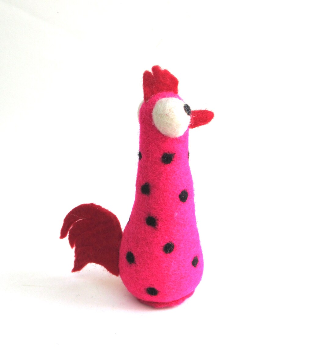 Colorful Felted Wool Bird ... Handmade Goofy Character ... Soft Toy ...