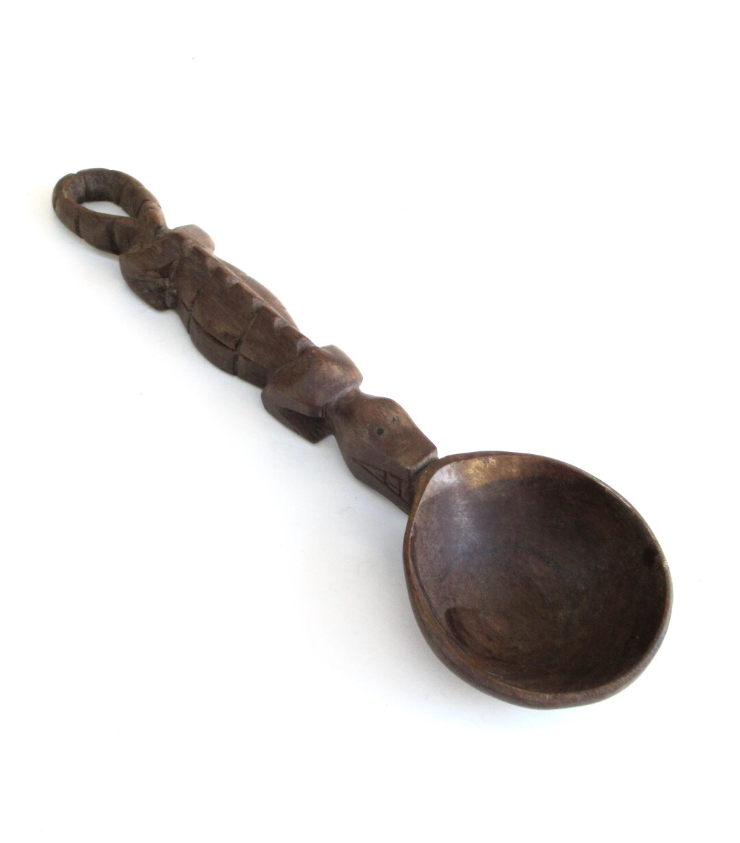 Kenyan Wooden Spoon ... Large Hand Carved Crocodile Spoon ... Handmade ...
