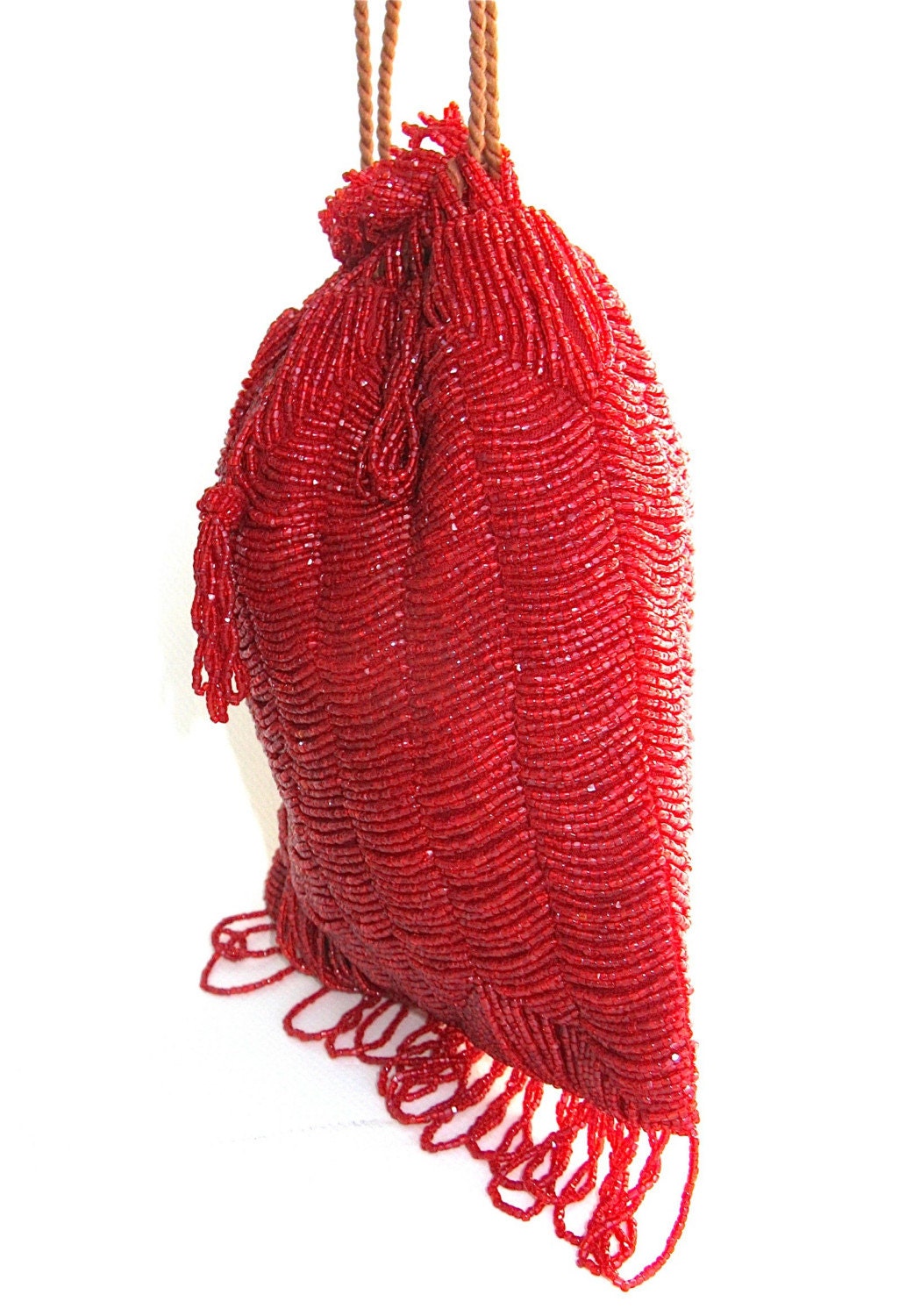 Beautiful ruby red beaded bag ... vintage beaded purse | Etsy