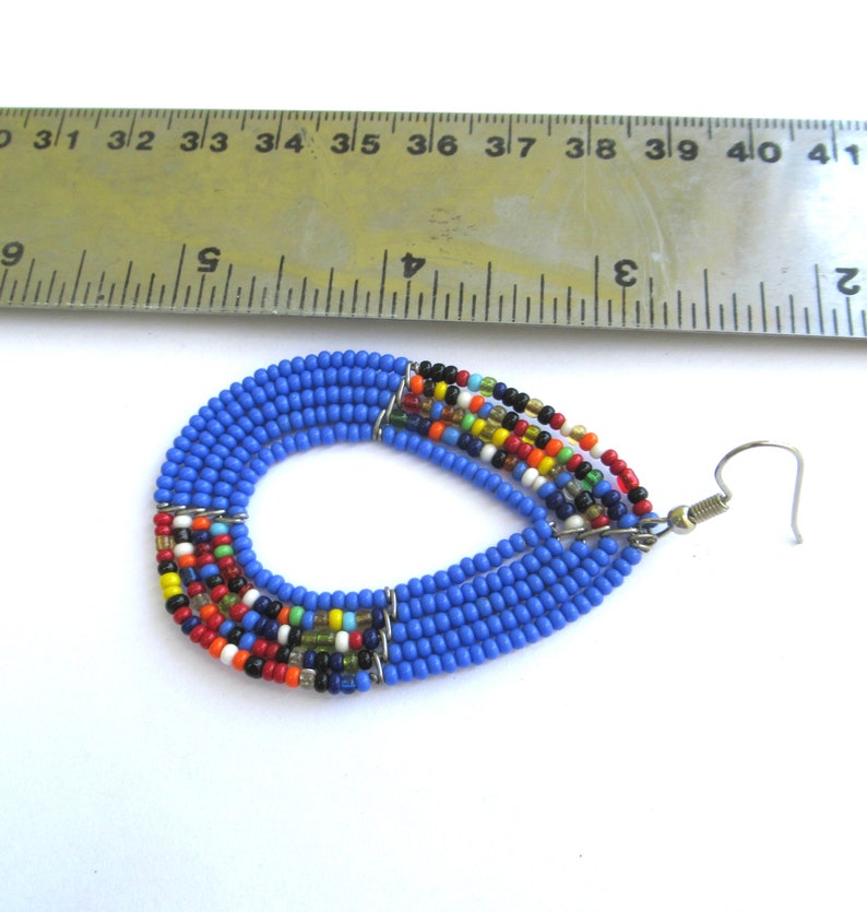 Kenyan Statement Maasai Earrings and Bracelet ... Multi Colored Beaded ...