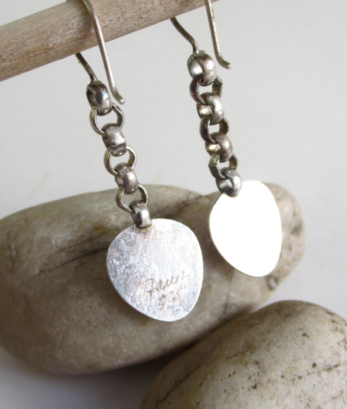 Amy Faust Sterling Silver up Cycled Glass Statement Earrings ... Bold ...