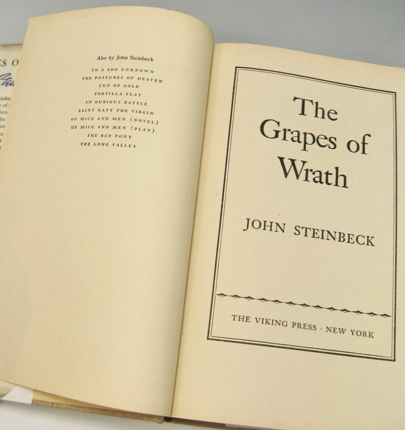 The grapes of wrath . john steinbeck . first edition early | Etsy