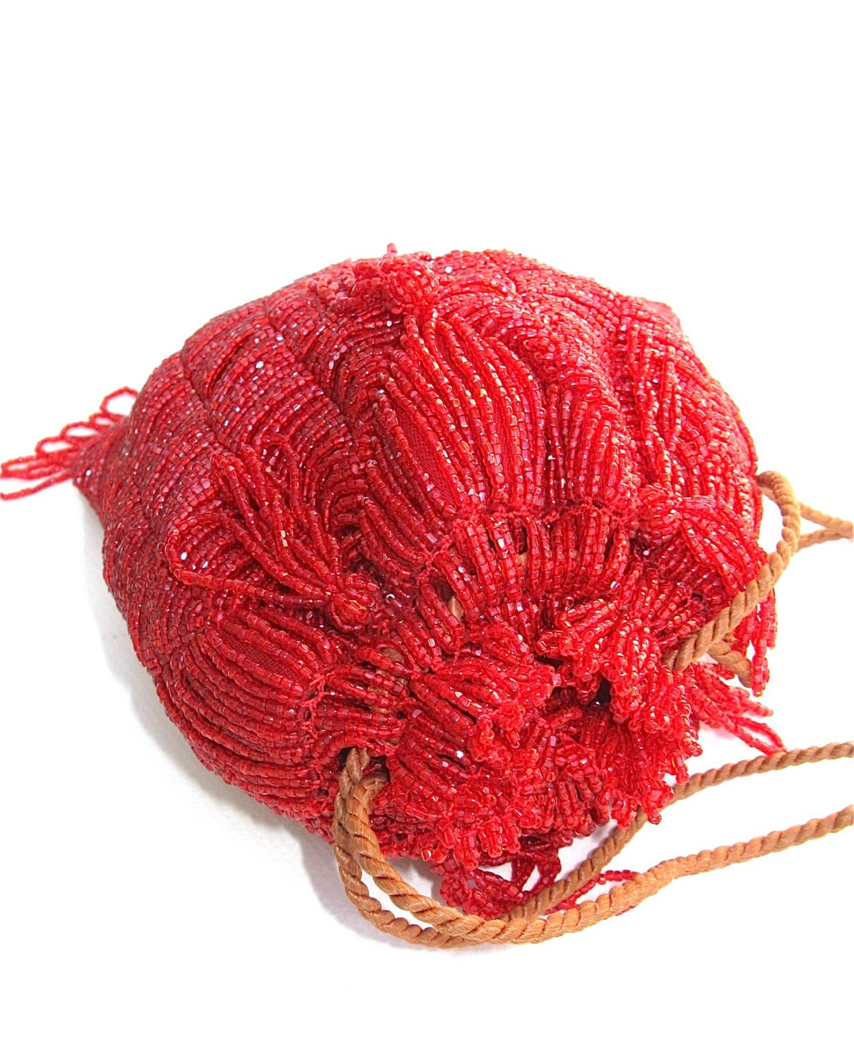 Beautiful ruby red beaded bag ... vintage beaded purse | Etsy