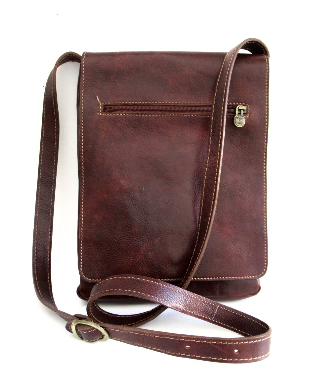 Italian Leather Shoulder Messenger Bag ... Large Italian Crossbody Flap ...