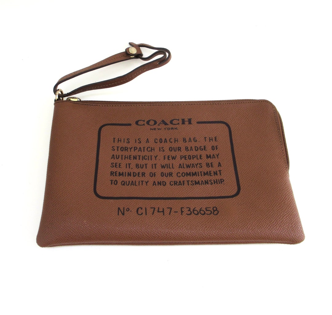 Vintage Coach Brown Storypatch Pouch ... Corner Zip Clutch ... Creed ...