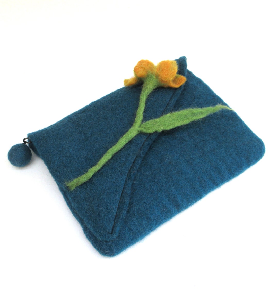 Charming Felted Wool Bag ... Compact Purse ... Floral Bag ... Daffodil ...