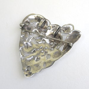 Unusual Vintage Sterling Silver Heart Pin ... Unique Grape Motif ...