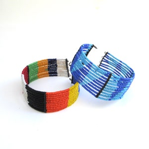 Kenyan Beaded Statement Bracelets ... Two of African Maasai Bead ...