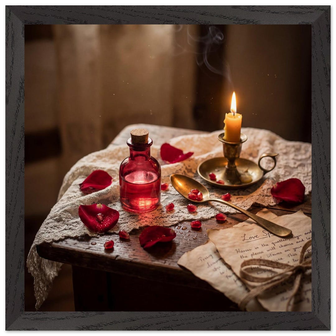 Romantic Witchcraft Art Print | Love Spell Potion Decor |premium Wooden ...