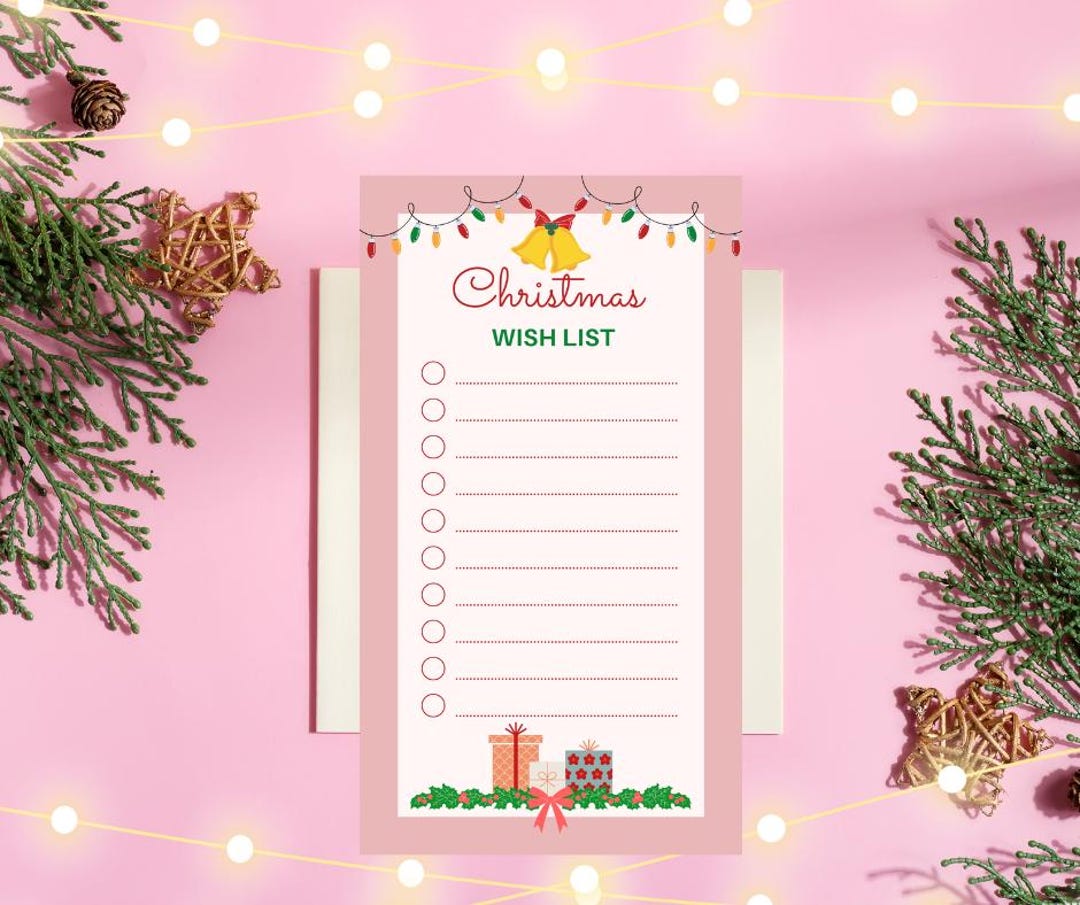 Pink Christmas Wish List, Gift Exchange, Secret Sister Sheet, Holiday ...
