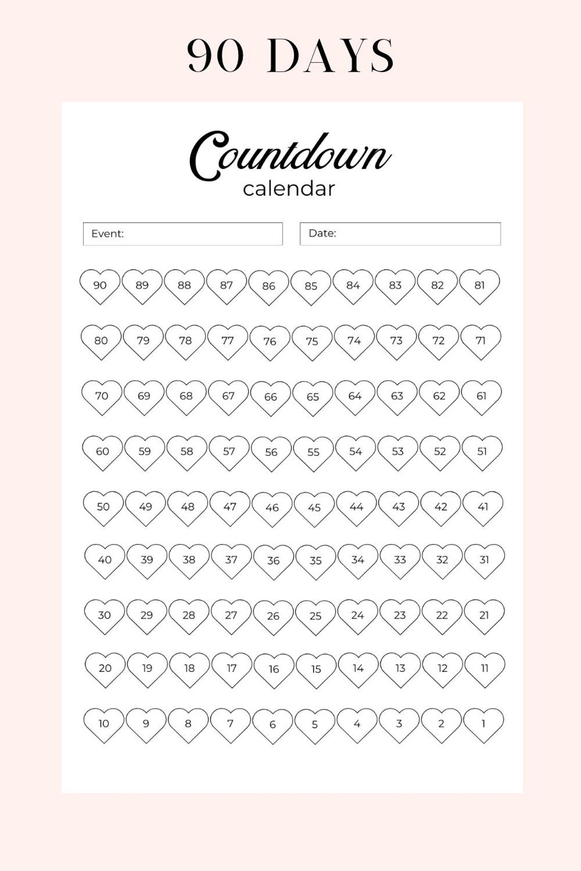 Printable Countdown Calendar - Etsy