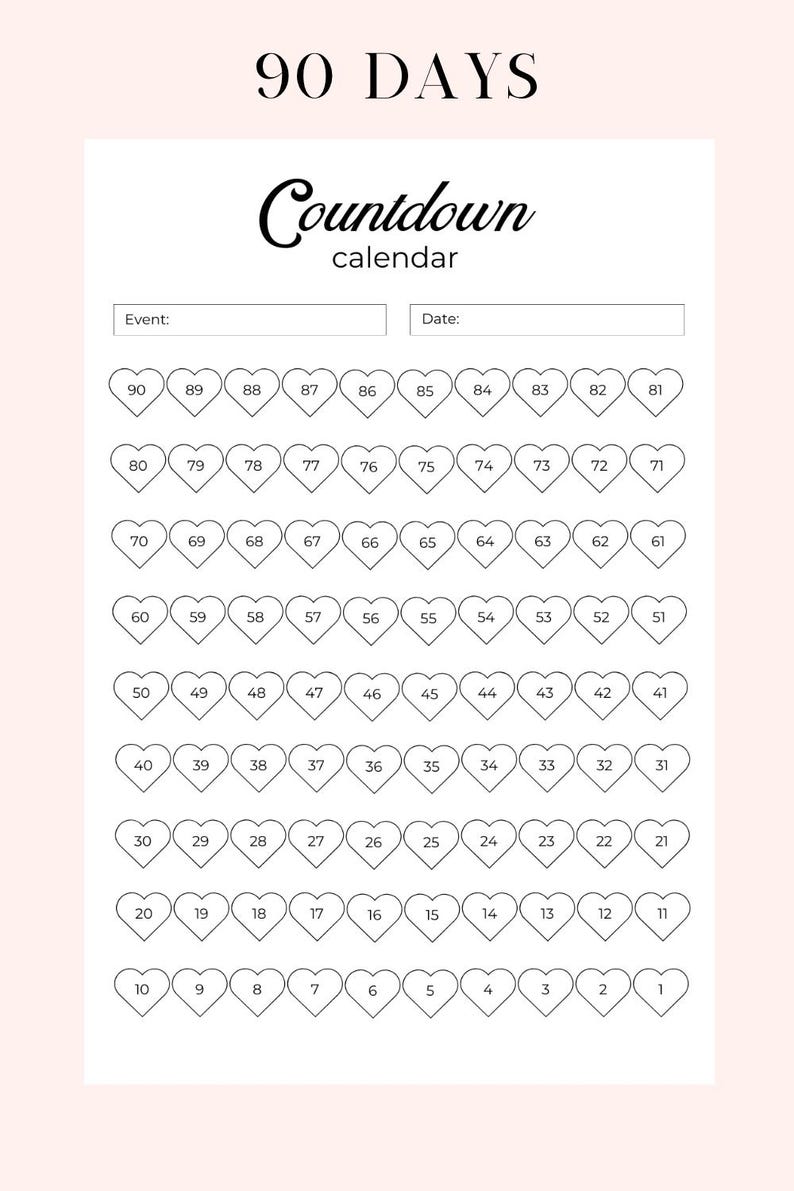 Printable Countdown Calendar - Etsy