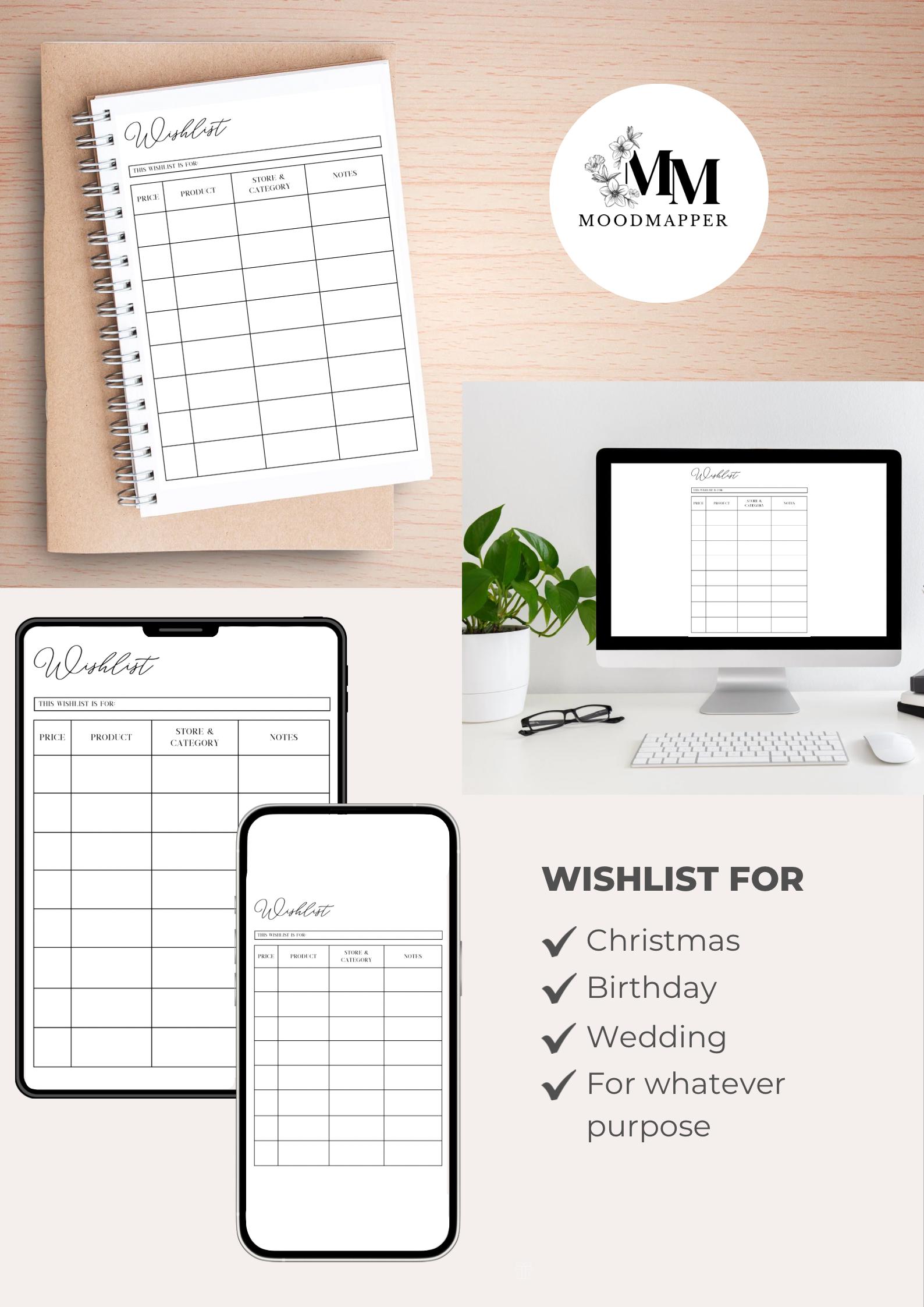 Printable Wishlist for Presents - Etsy