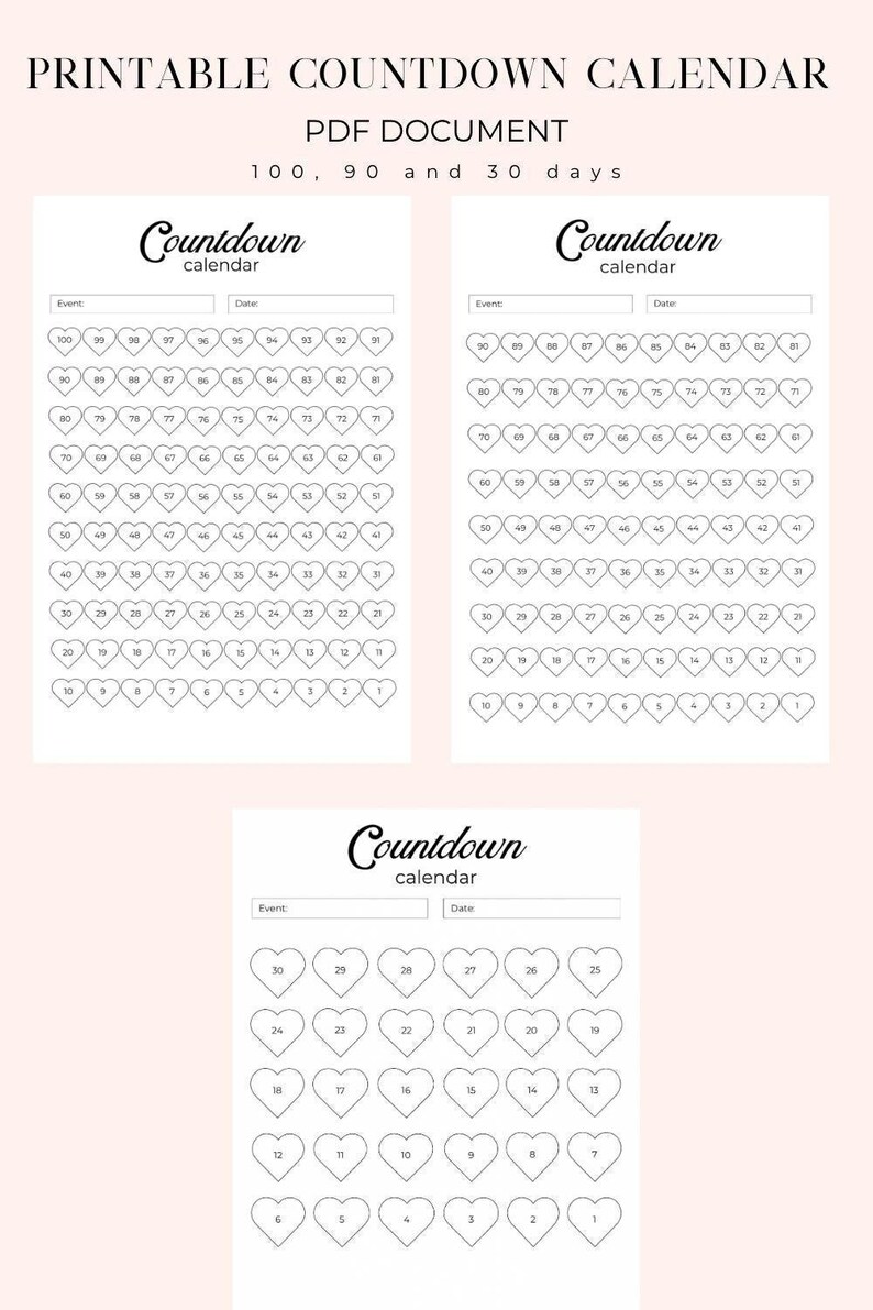 Printable Countdown Calendar - Etsy