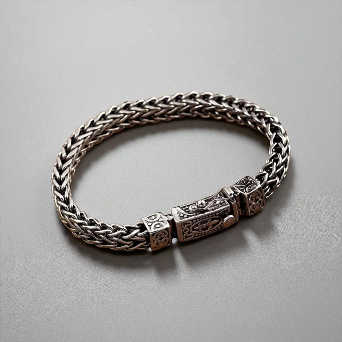 Silver Dragon Bone Chain Bracelet – Double Chain Bangle for Men & Women ...