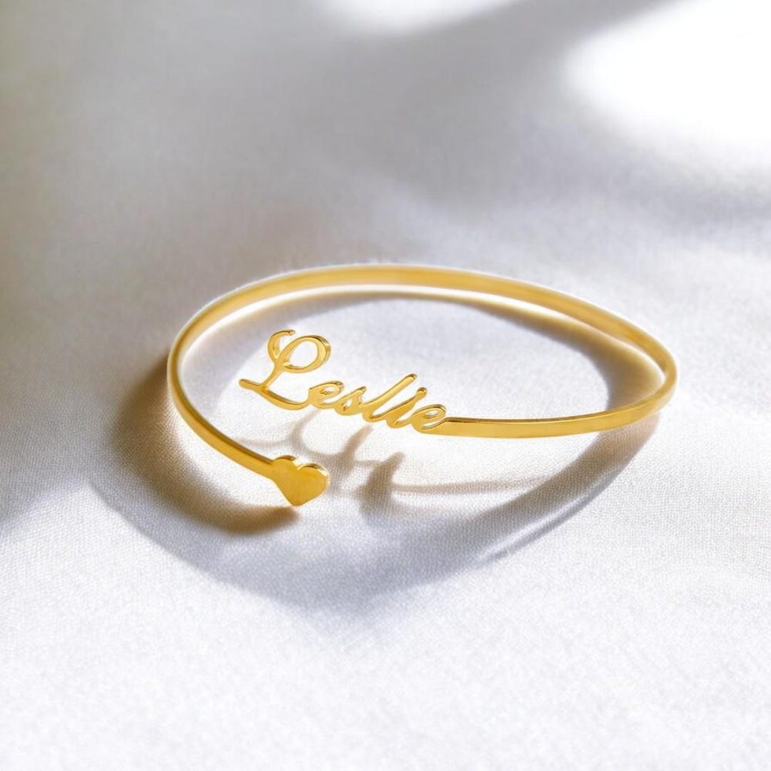 Personalized Name Bangle for Women – Custom Engraved Open Cuff Bracelet ...