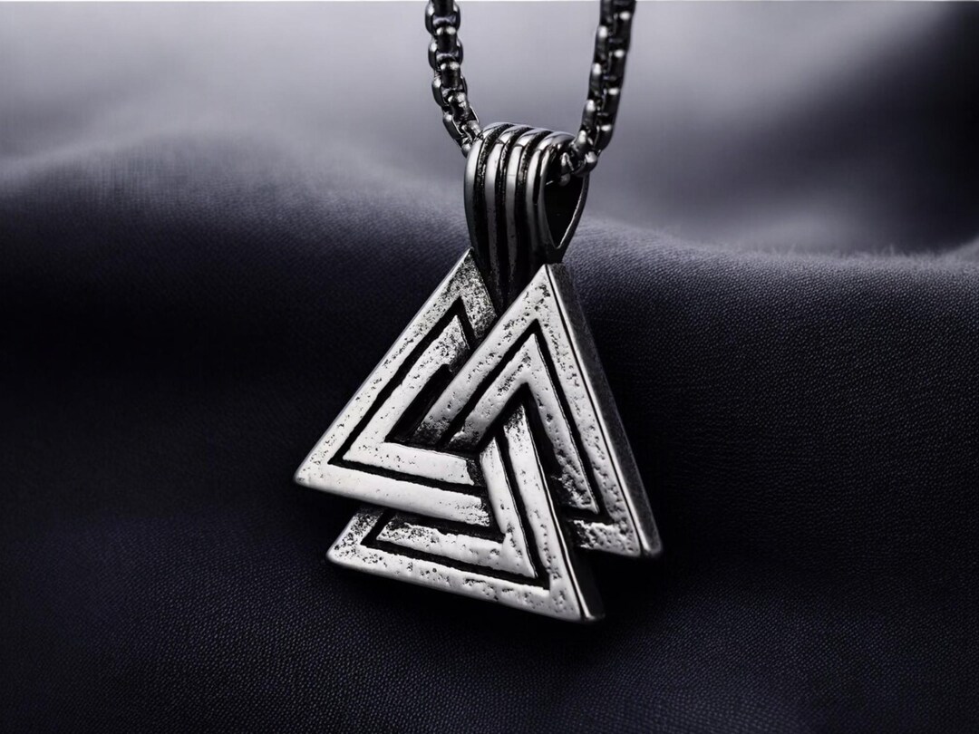 Rune Triangle Pendant Necklace for Men Zinc Alloy Hip Hop Metal Chain ...