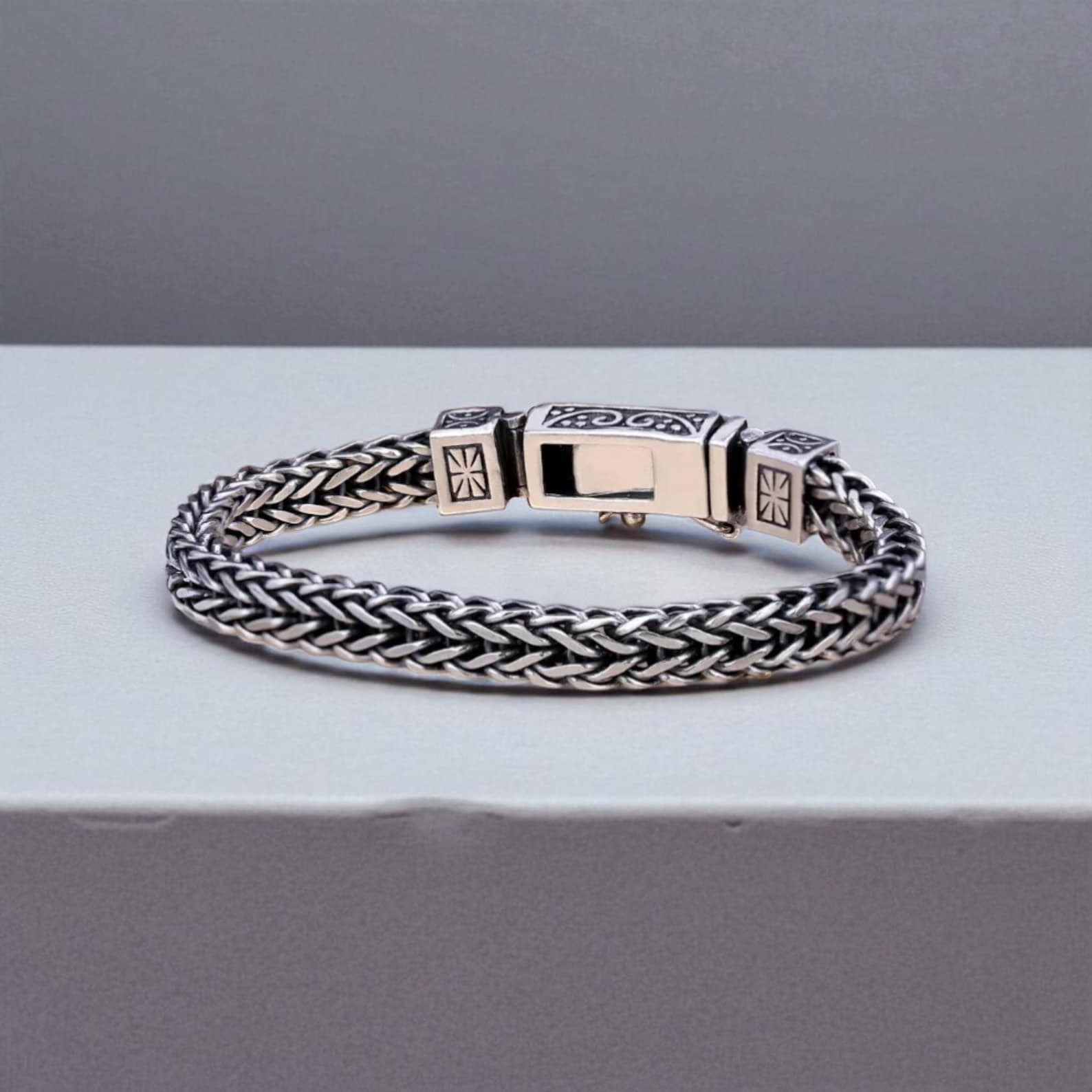 Silver Dragon Bone Chain Bracelet – Double Chain Bangle for Men & Women ...