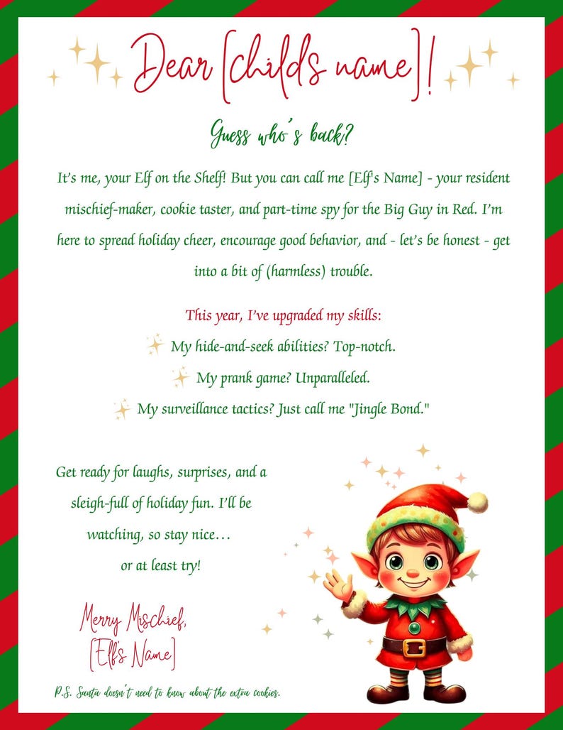 Elf on the Shelf Welcome Letter - Printable Christmas Elf Arrival ...