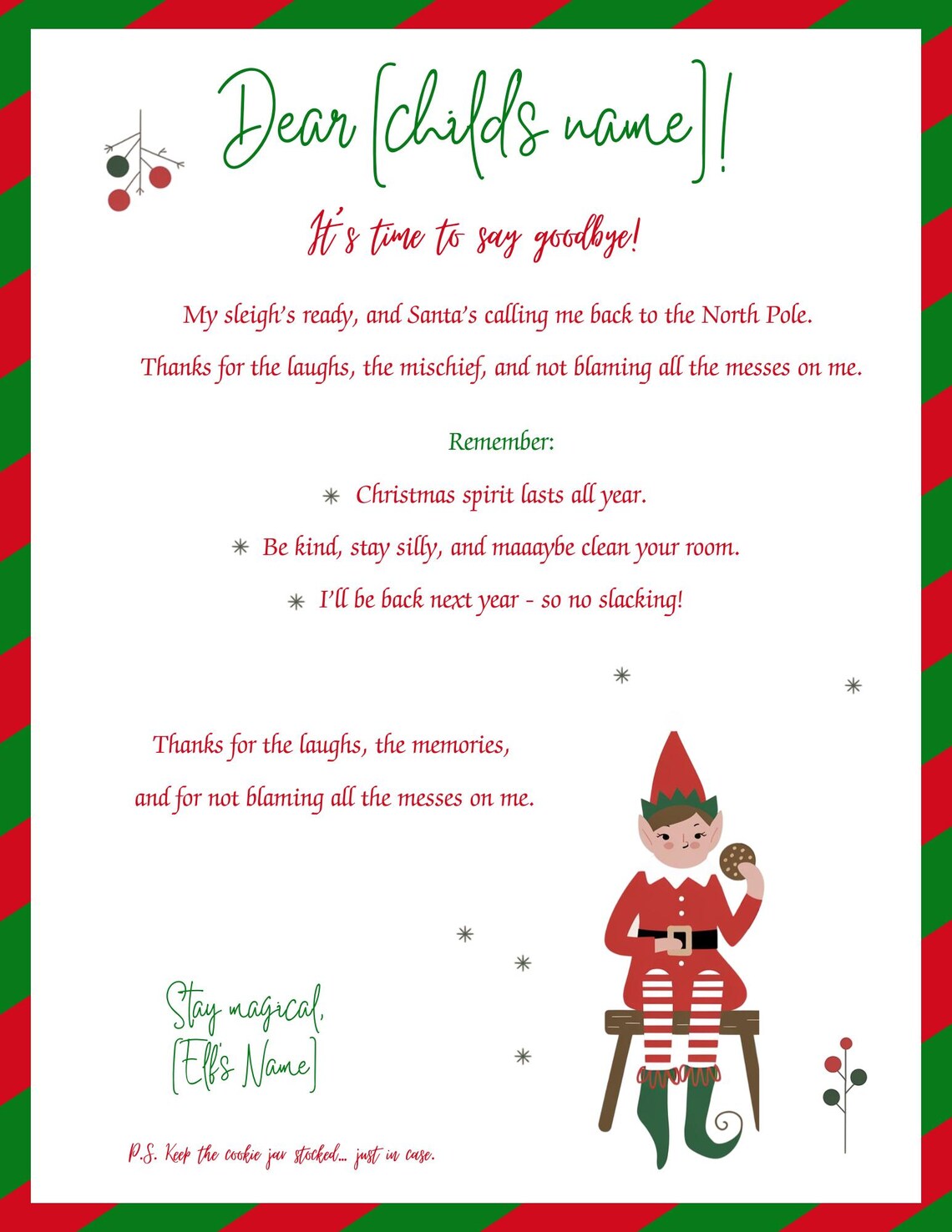 Elf on the Shelf Welcome Letter - Printable Christmas Elf Arrival ...