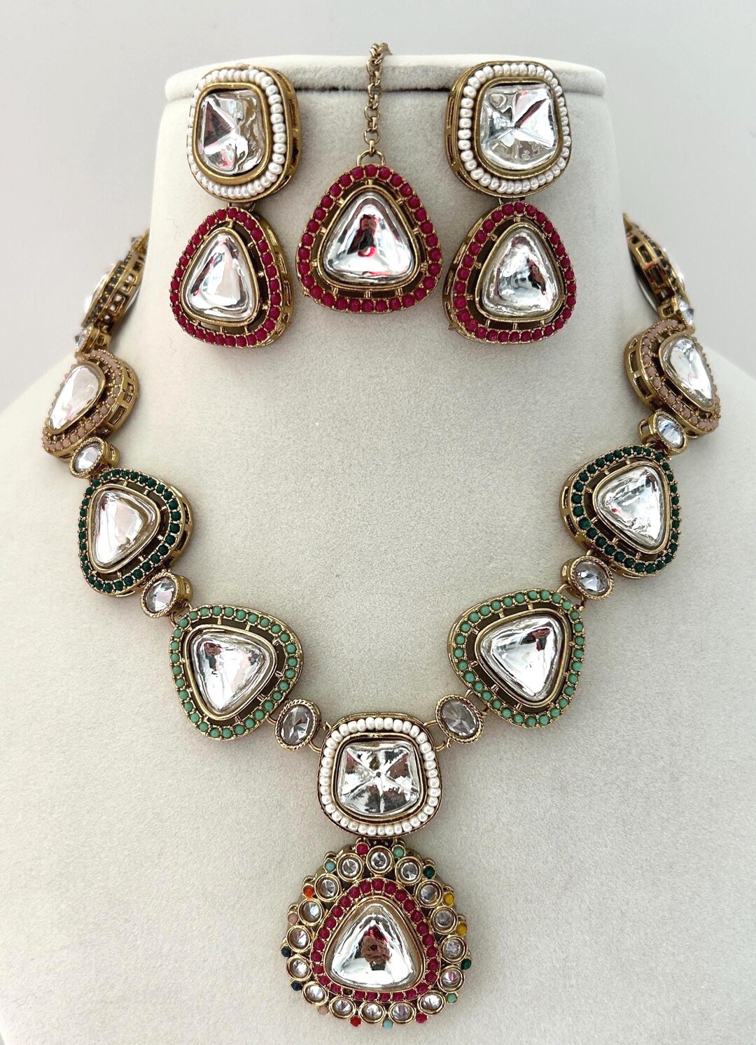 Monzonite Sabyasachi Inspired Indian Rainbow Necklace/ Celebrity ...