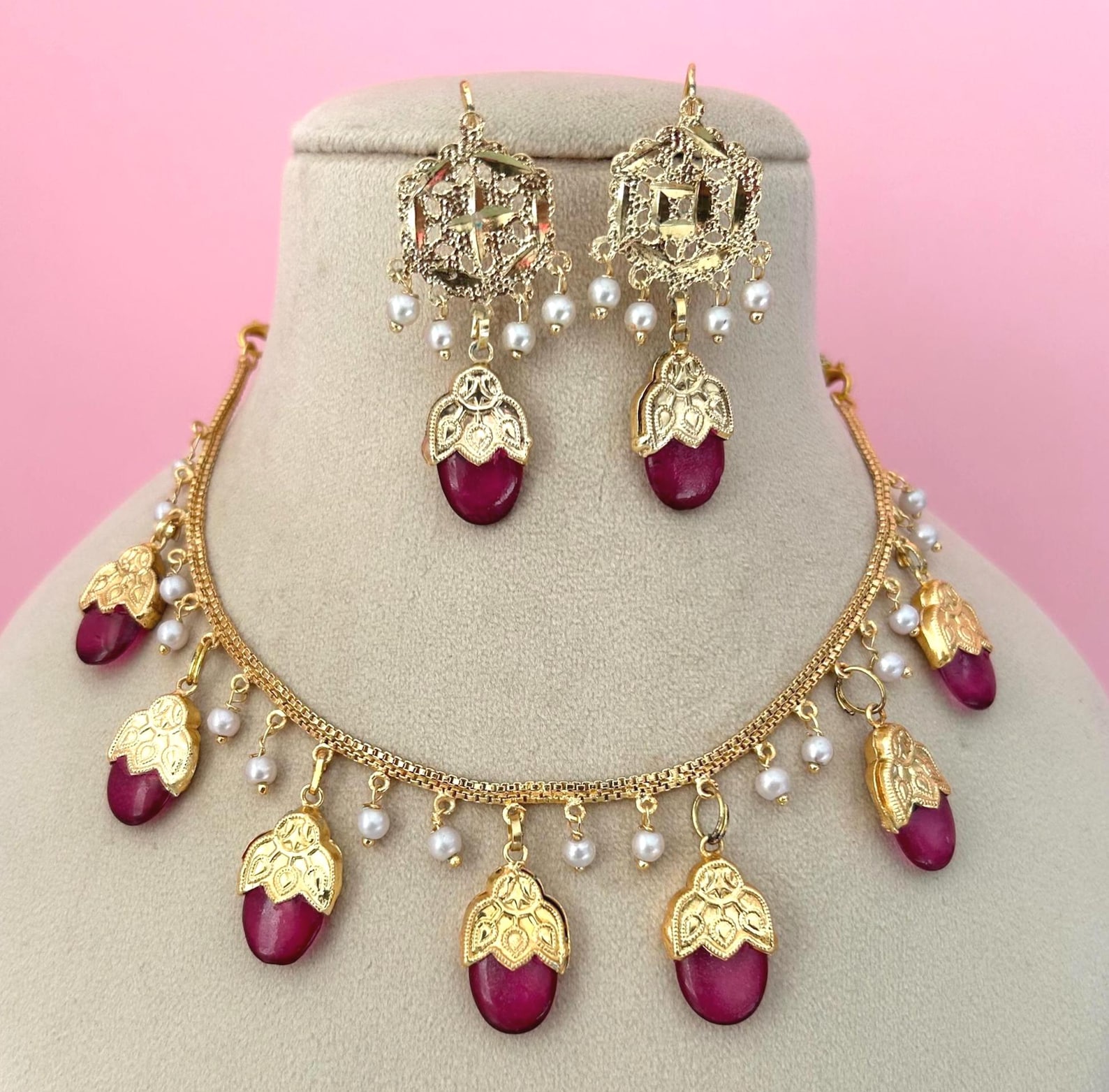 Traditional Punjabi Pipple Patti Set: Indian/pakistani Gold Plated ...
