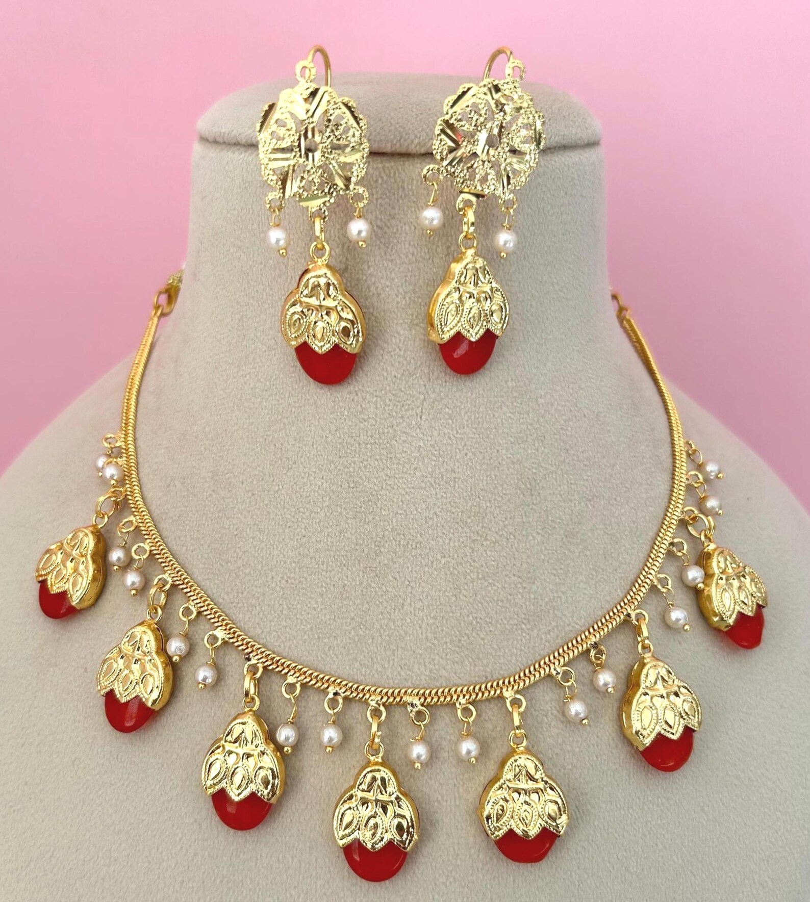 Traditional Punjabi Pipple Patti Set: Indian/pakistani Gold Plated ...