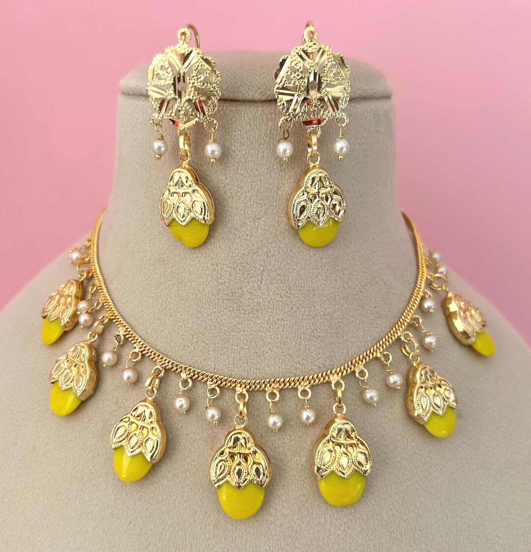 Traditional Punjabi Pipple Patti Set: Indian/pakistani Gold Plated ...