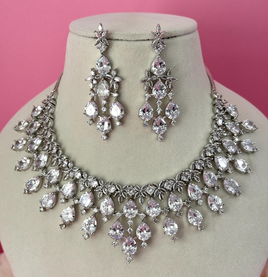 American Diamonds Necklace Set/ CZ Necklace/ Cubic Zirconia Necklace ...