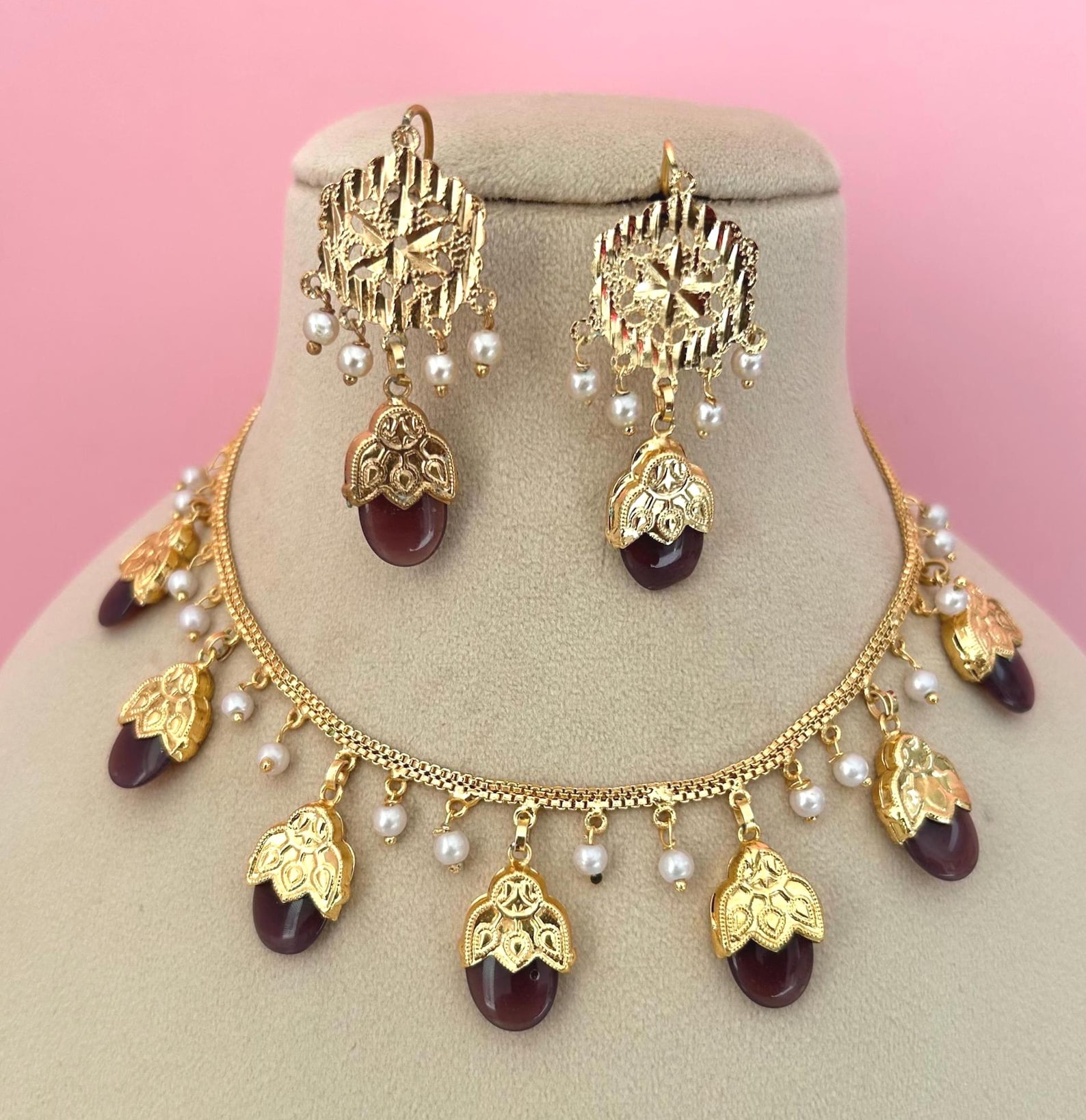 Traditional Punjabi Pipple Patti Set: Indian/pakistani Gold Plated ...