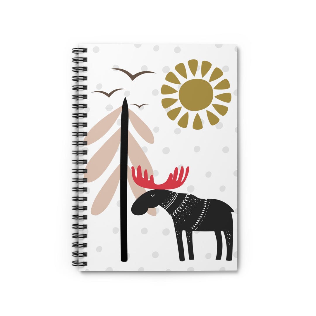 Nordic Moose Journal, Ruled Line Spiral Notebook, New Year Gift for ...