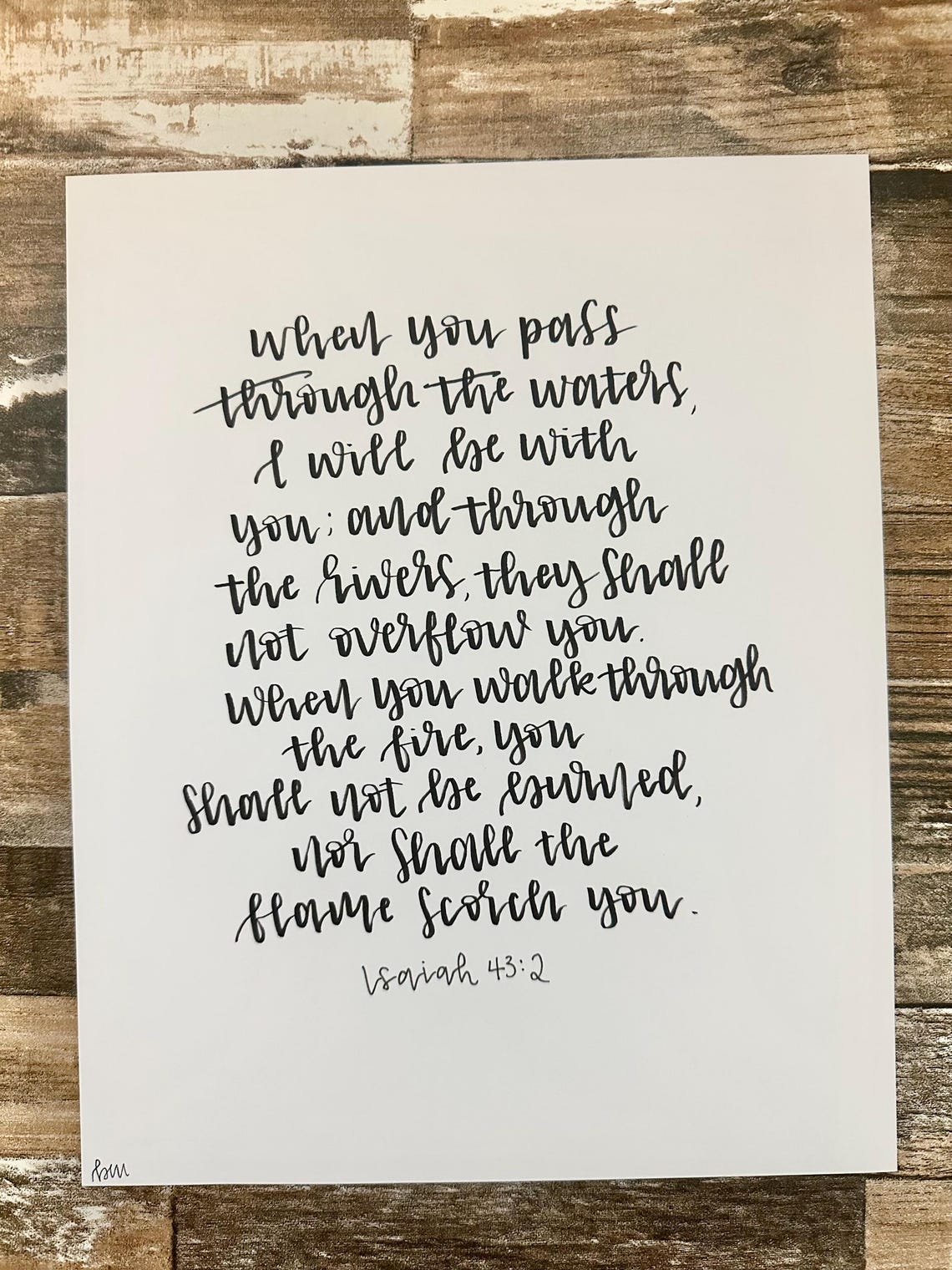 Isaiah 43:2 - Calligraphy, Lettering, Print, Wall Art, Home Decor ...
