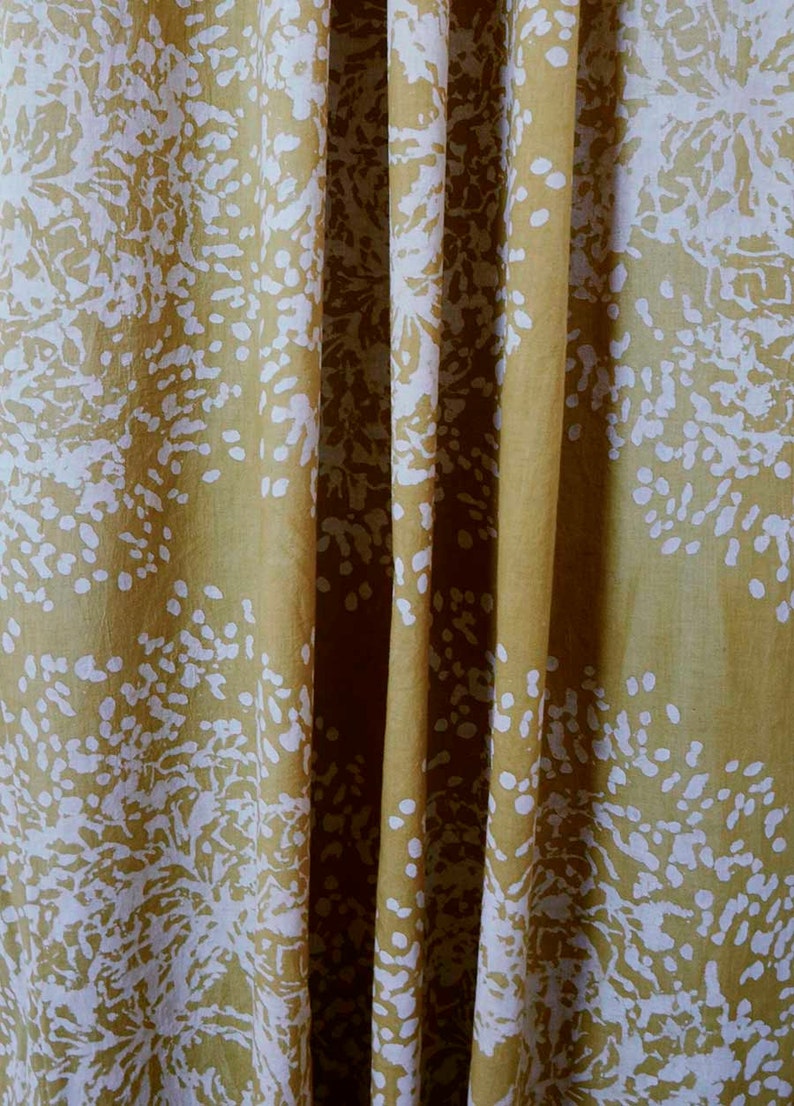 Yellow Window Curtains Window Treatment Block Print Natural - Etsy
