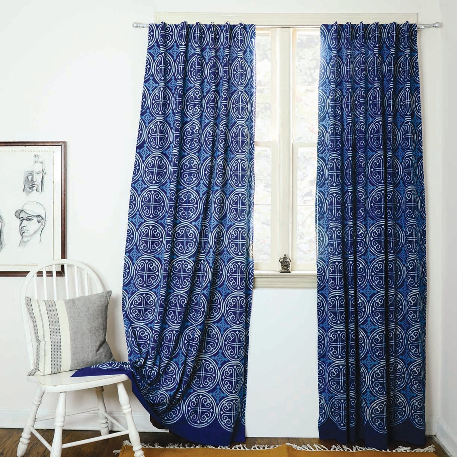 Blue Curtains Navy Window Bohemian Nautical Home Decor - Etsy