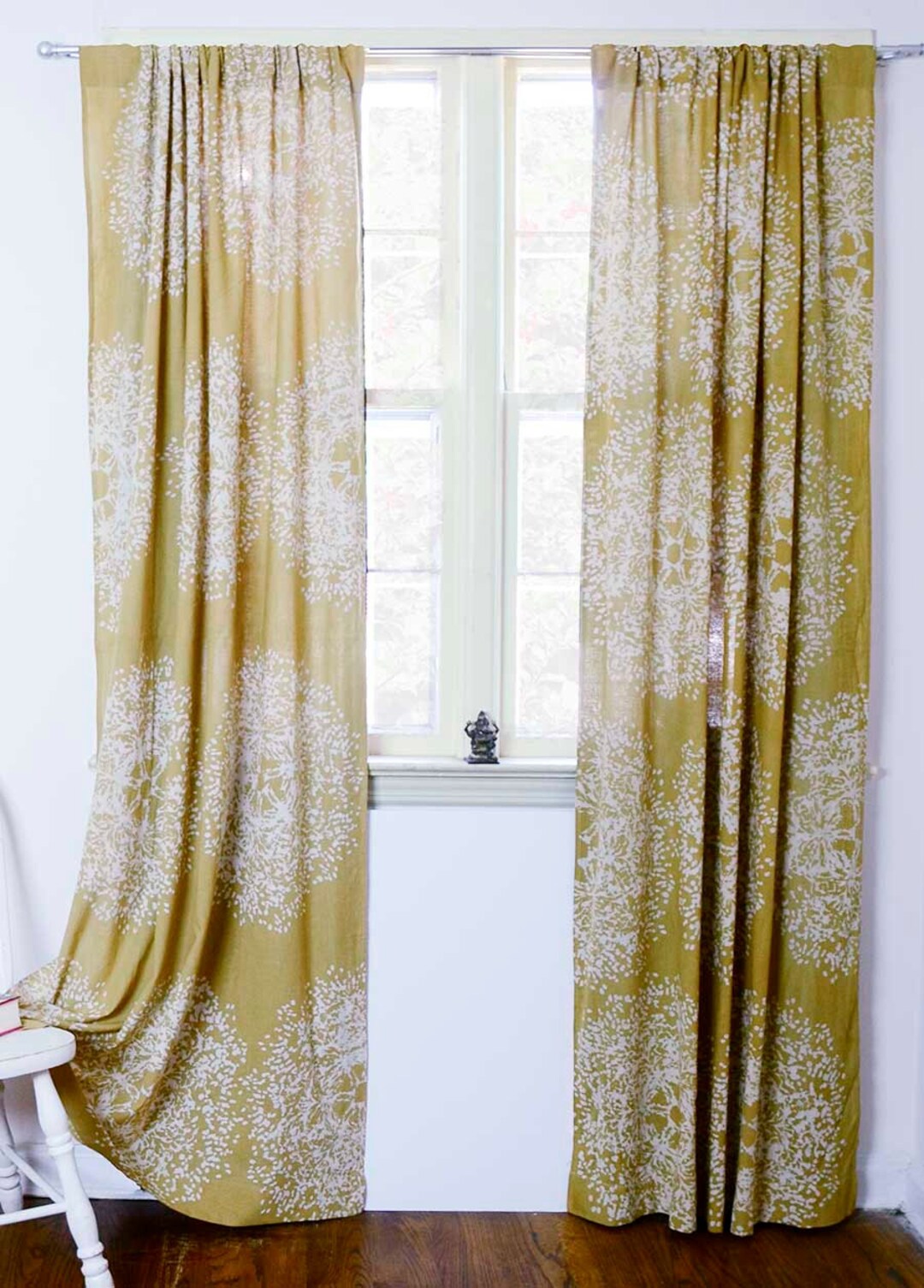 Yellow Curtain Yellow Mustard Window Curtain Treatment With Natural Dye ...