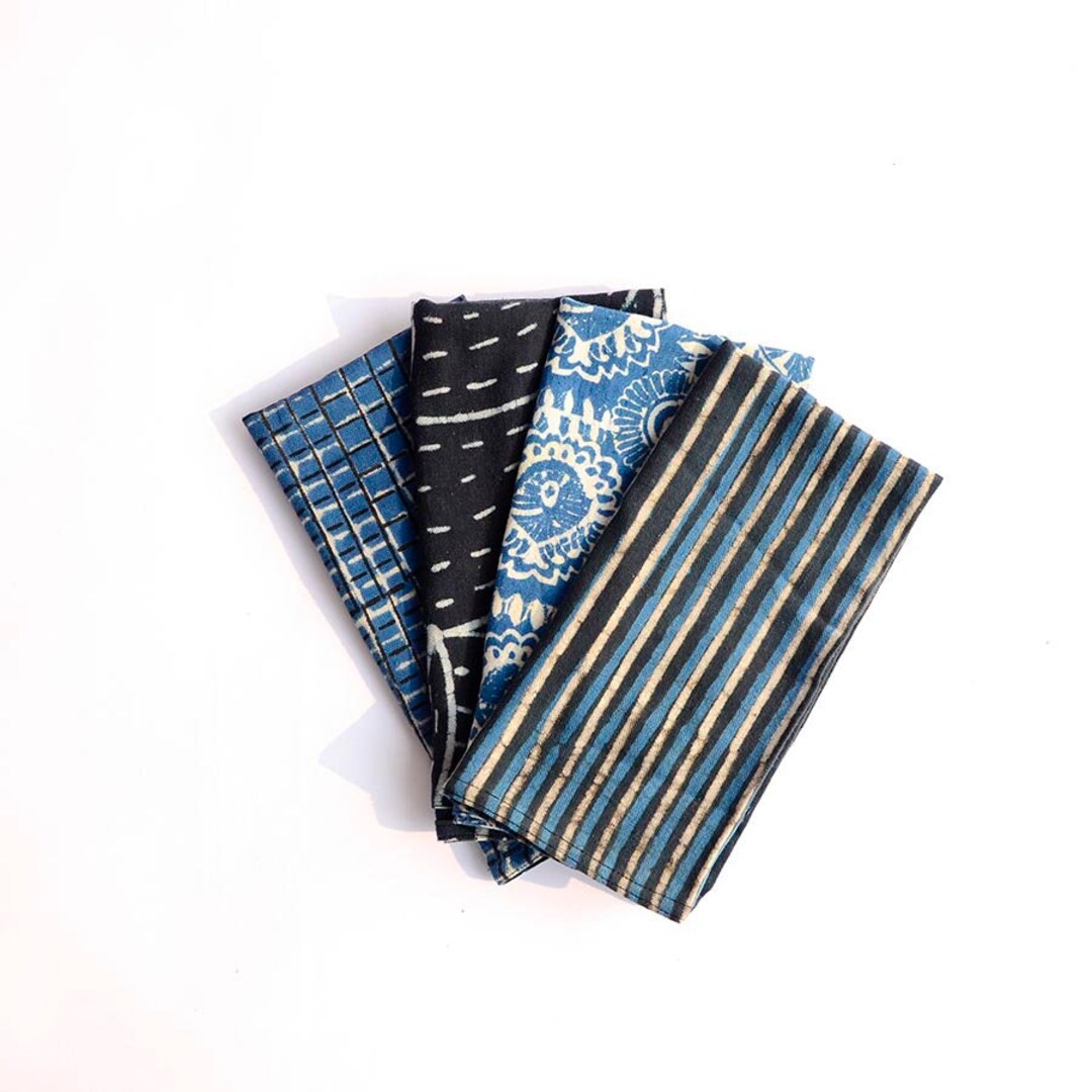 TABLE NAPKINS Blue Mix and Match Napkin Indigo Cotton Table Linen Home ...