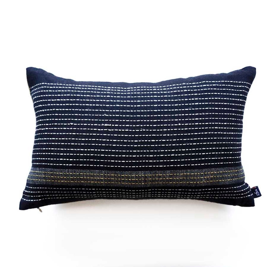Black and White Mini Boudoir Sofa Pillow Hand Woven Plant Dyed Eco ...