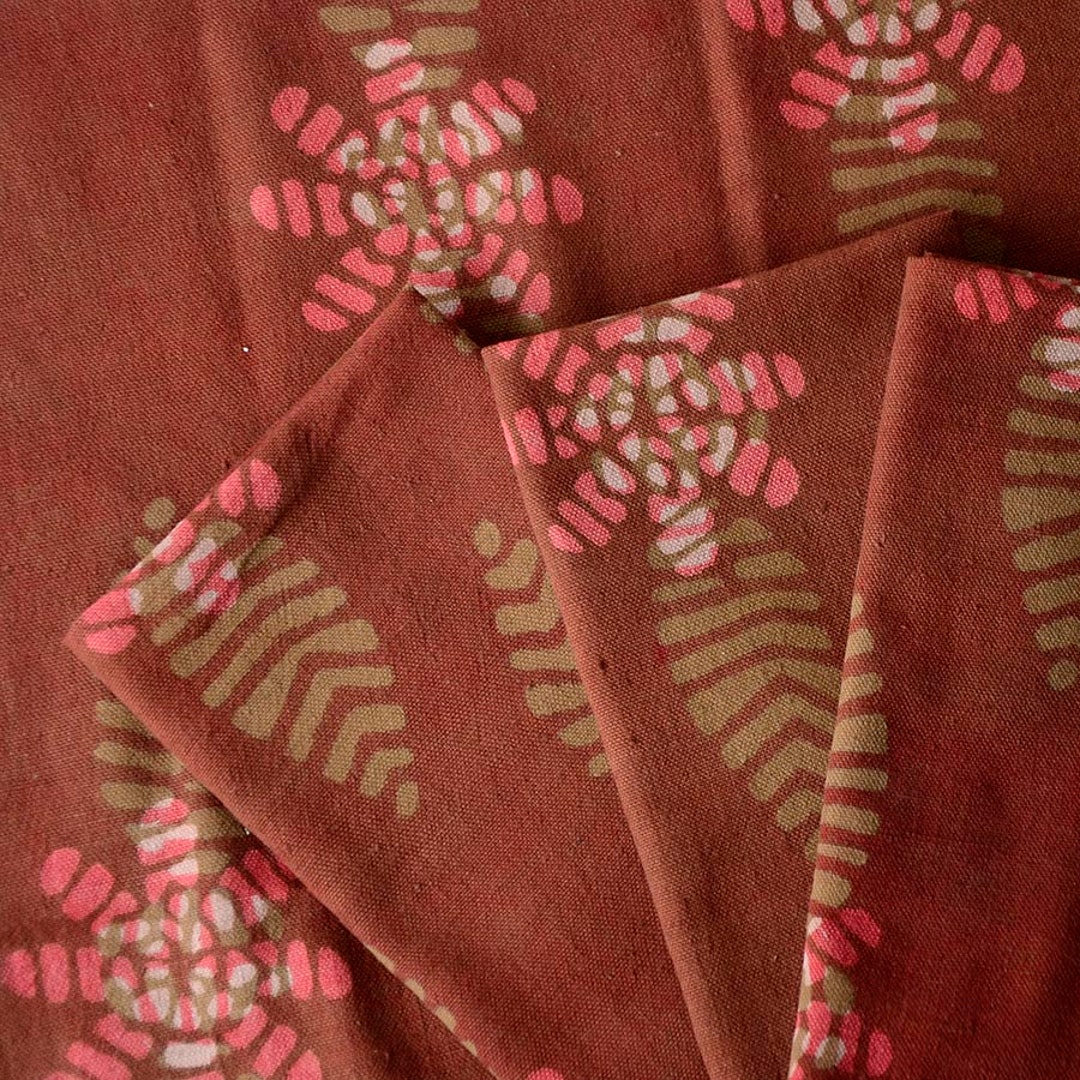 Floral Block Print Cloth Napkin Hand Dyed / Sustainable Holiday Gift ...
