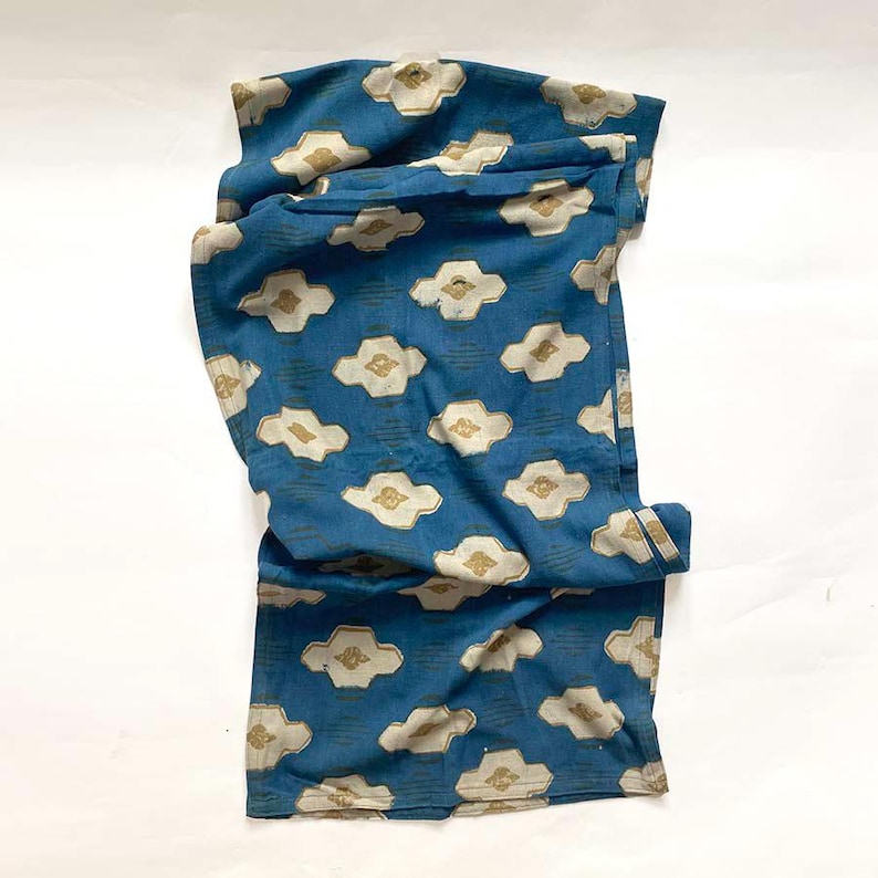 Indigo Block Print Table Runner, Organic Cotton Table Linen, Geometric ...