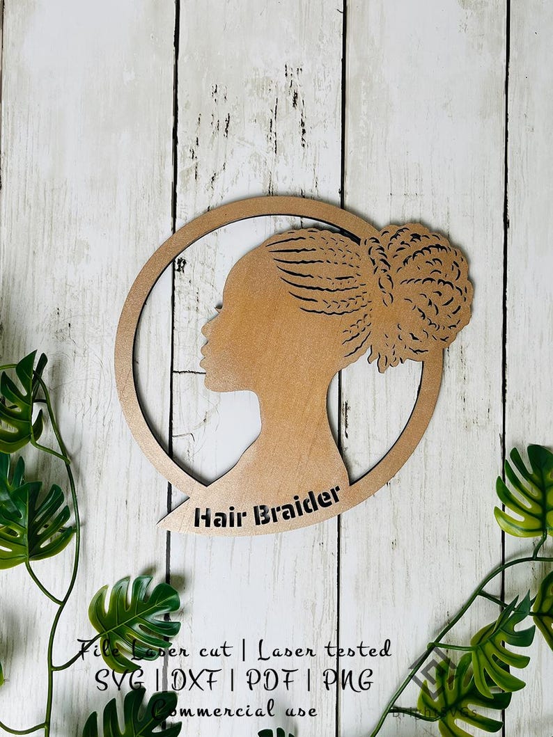Hair Braider SVG Bundle, African Braids Salon Sign, Laser Cut Files ...