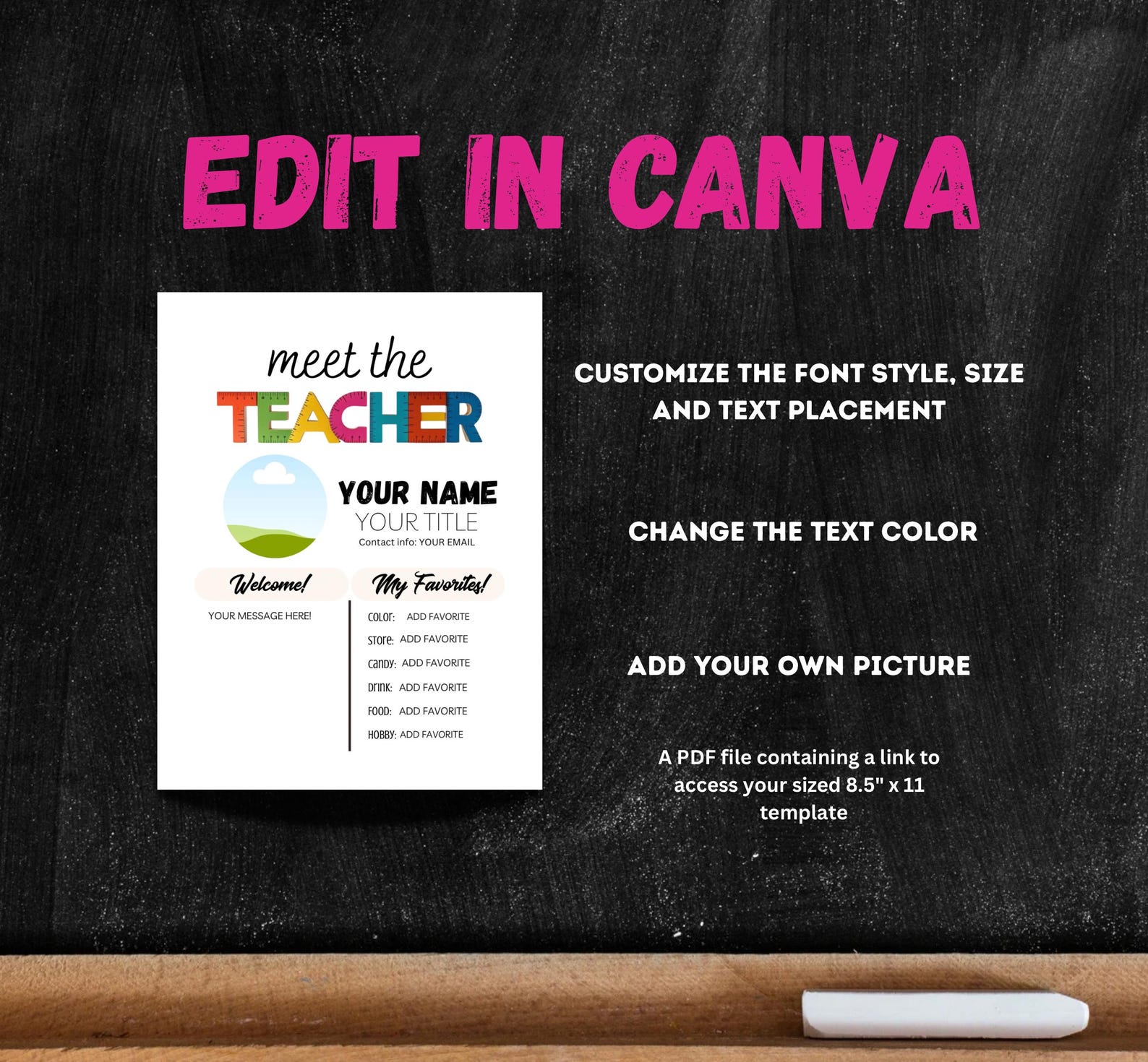 Editable Meet the Teacher Template: Ruler Clipart Design (8.5x11 in ...