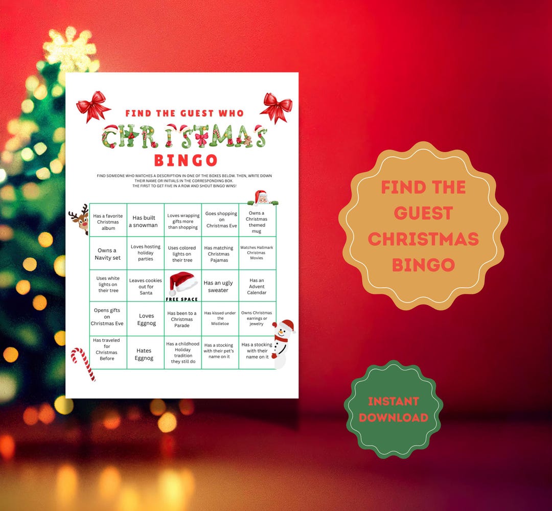 Christmas Party Bingo Game: Holiday Office Icebreaker (digital Download ...