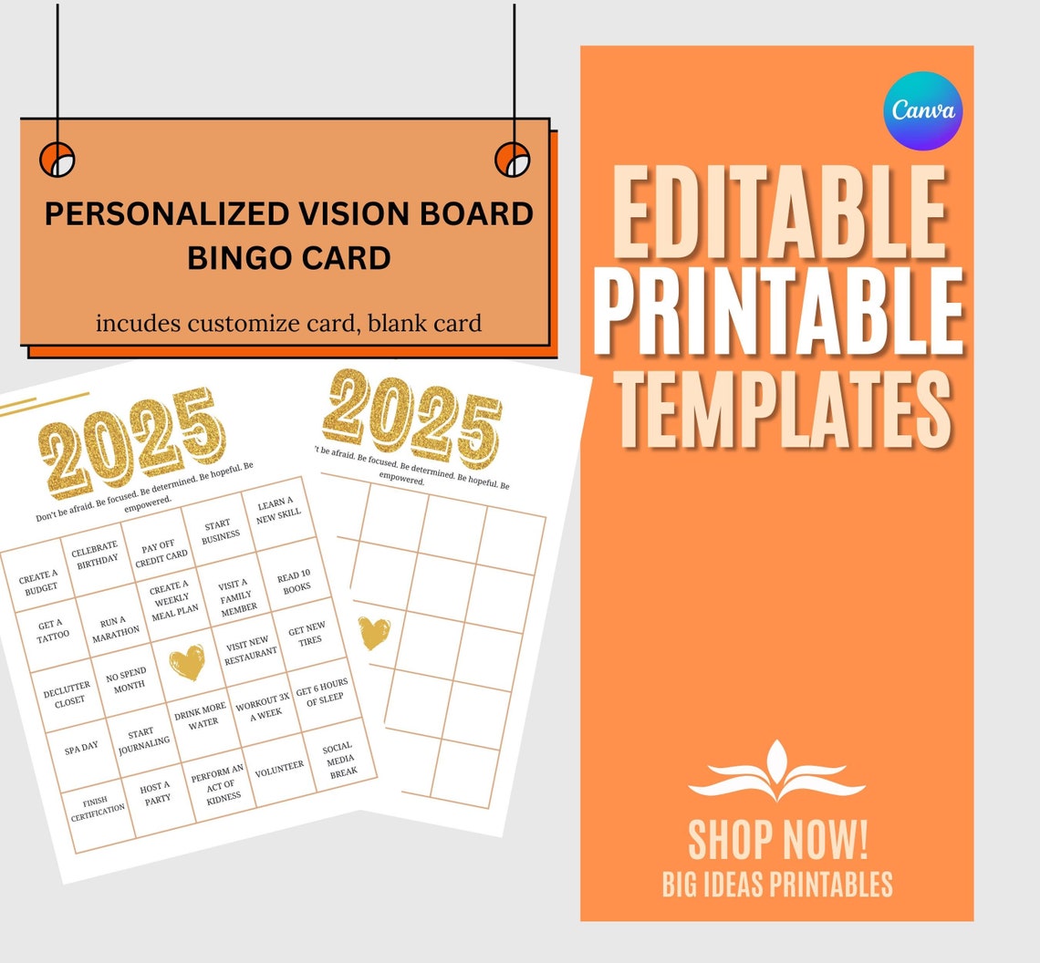 2025 Goal-setting Bingo Card Printable | Editable New Year Goals ...